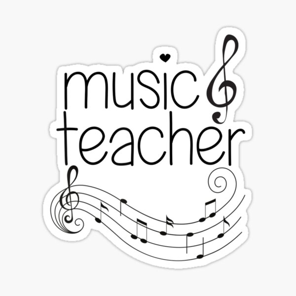 "Music Teacher Tee, Treble Clef, Bass Clef, Musical Staff" Sticker for ...