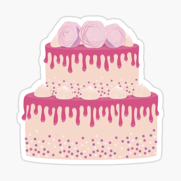 "Romantic pink cake with marshmallows and sweet beads" Sticker for Sale ...
