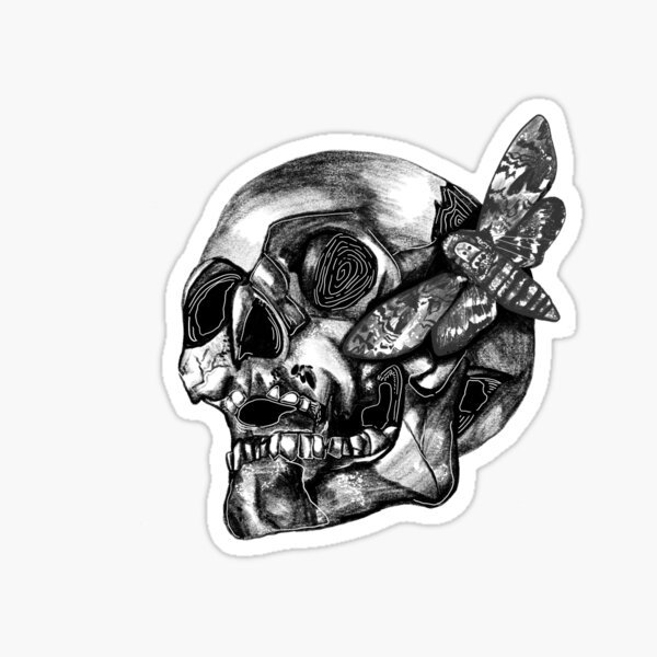 "Spiral Skull W/ moth" Sticker for Sale by P0ltergeist | Redbubble