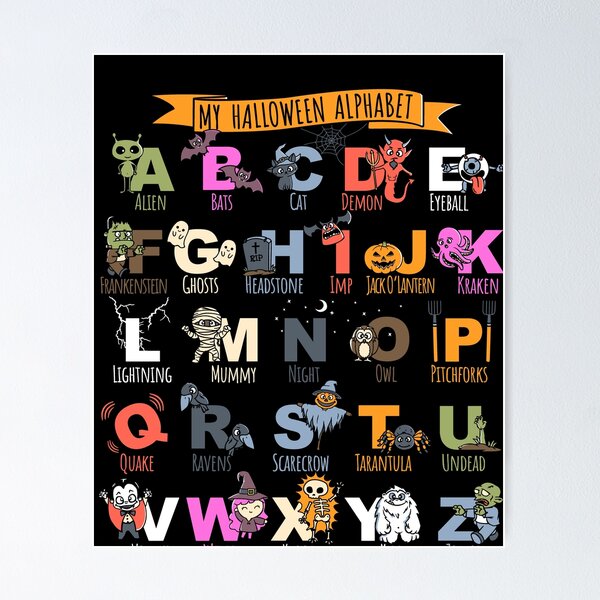 "Halloween Alphabet Kids Cute" Poster for Sale by PinkPlatypus | Redbubble