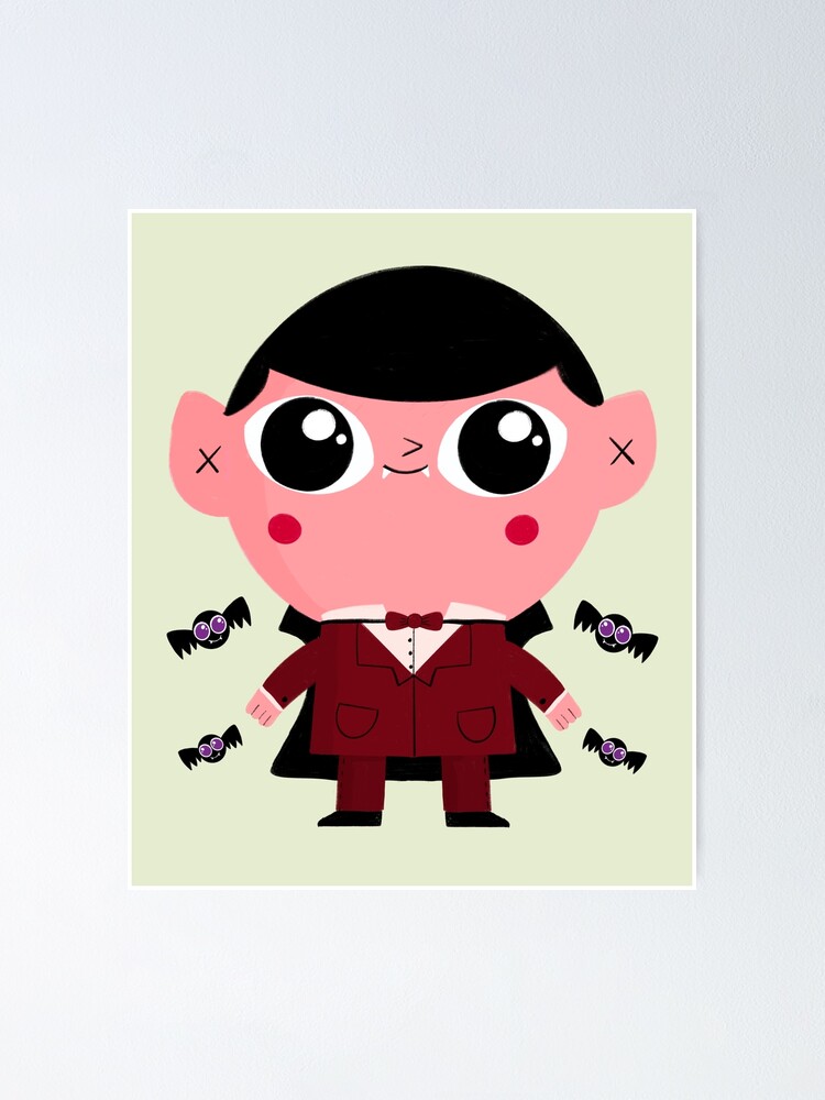 "Cute Dracula Fangs Chibi Dracula Halloween" Poster for Sale by ...