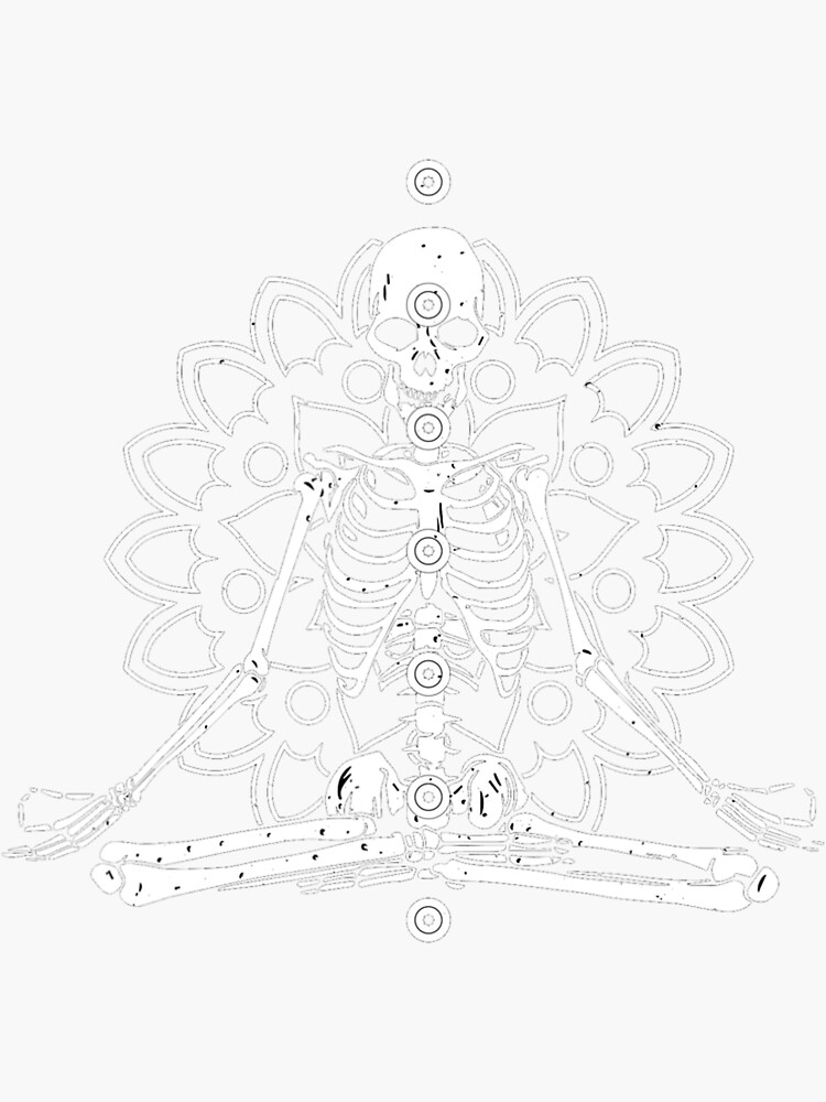 "Meditating Skeleton Chakras Lotus Flower Yoga" Sticker for Sale by ...
