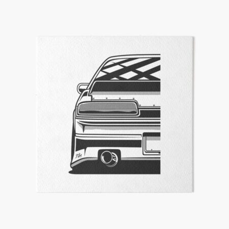 "Nissan Silvia S13 Black and White Drawing" Art Board Print for Sale by ...