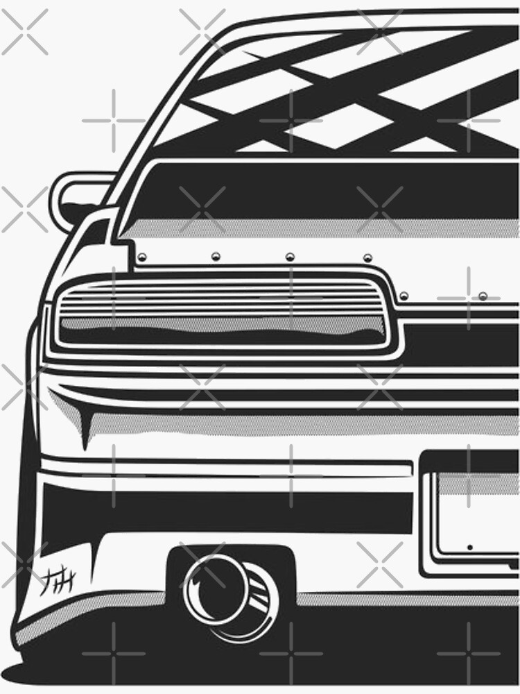 "Nissan Silvia S13 Black and White Drawing" Sticker for Sale by ...
