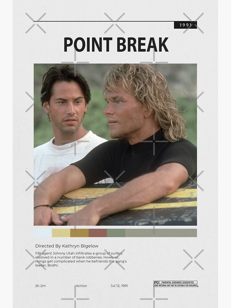 "POINT BREAK movie poster 1991, Action/Crime" Sticker for Sale by LifeOnTheStage | Redbubble