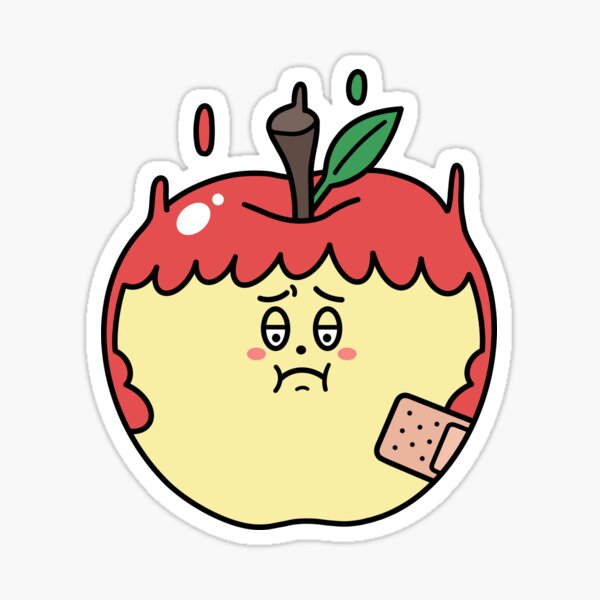"Falling "Haircut" Red Apple 4 + Band Aid" Sticker for Sale by ...