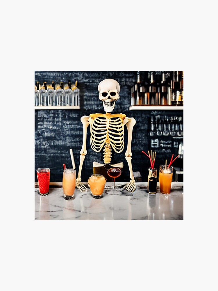 "Skeleton in a Bar" Sticker for Sale by wadelcl | Redbubble