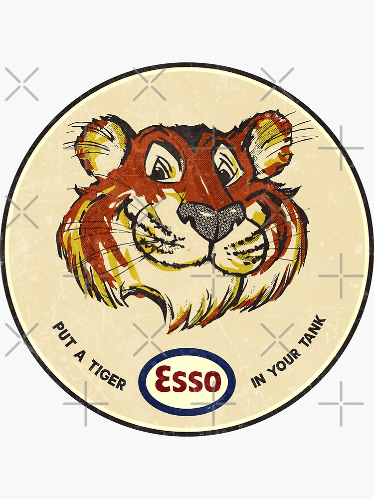 "Tiger Esso Vintage Oil Company" Sticker for Sale by turboscope | Redbubble