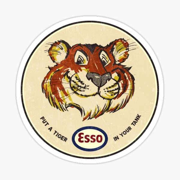 "Tiger Esso Vintage Oil Company" Sticker for Sale by turboscope | Redbubble