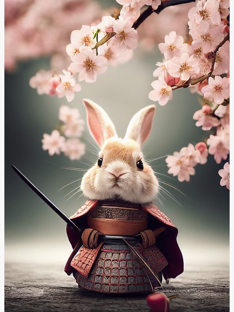 "Tiny Cute and Adorable Rabbit Samurai" Sticker for Sale by midjourney ...