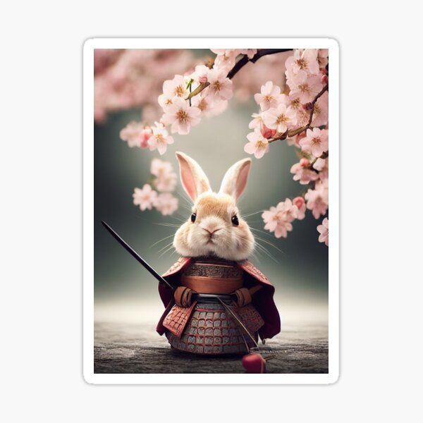 "Tiny Cute and Adorable Rabbit Samurai" Sticker for Sale by midjourney ...
