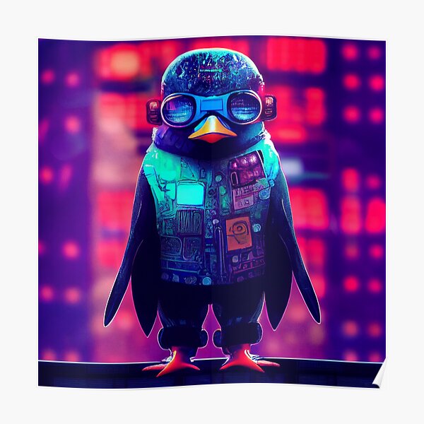 "Cyberpunk Penguin" Poster for Sale by Daemonrat | Redbubble