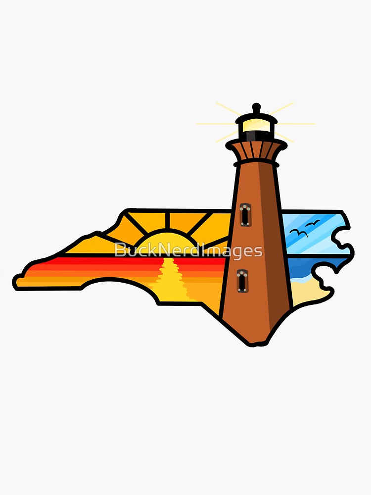 "North Carolina Outline - Currituck Beach Lighthouse" Sticker for Sale ...