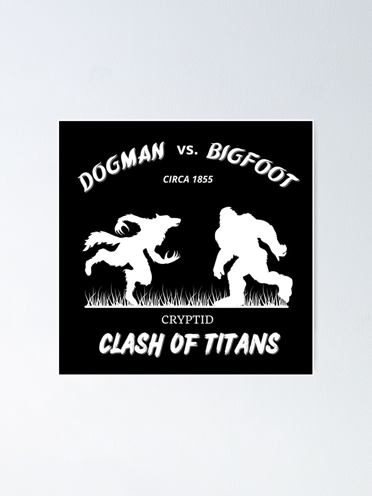 "Dogman (Werewolf) vs. Bigfoot (Sasquatch) Sticker-Art. Cryptid Clash ...