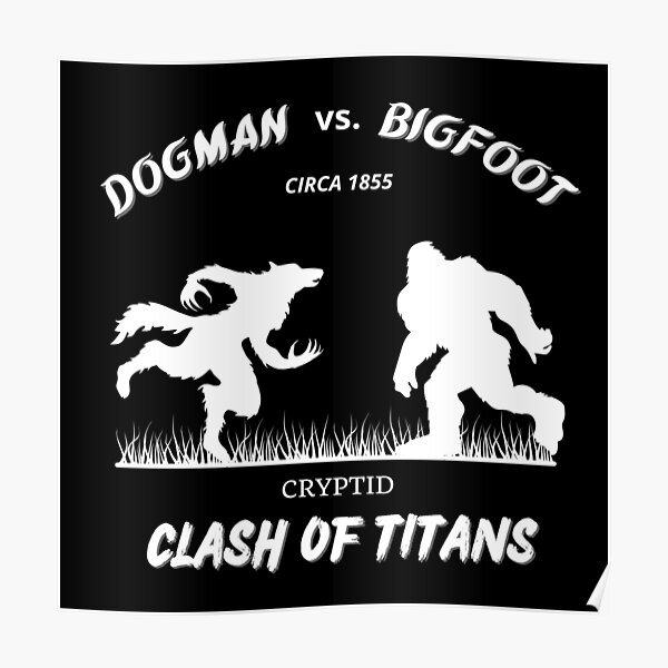"Dogman (Werewolf) vs. Bigfoot (Sasquatch) Sticker-Art. Cryptid Clash ...