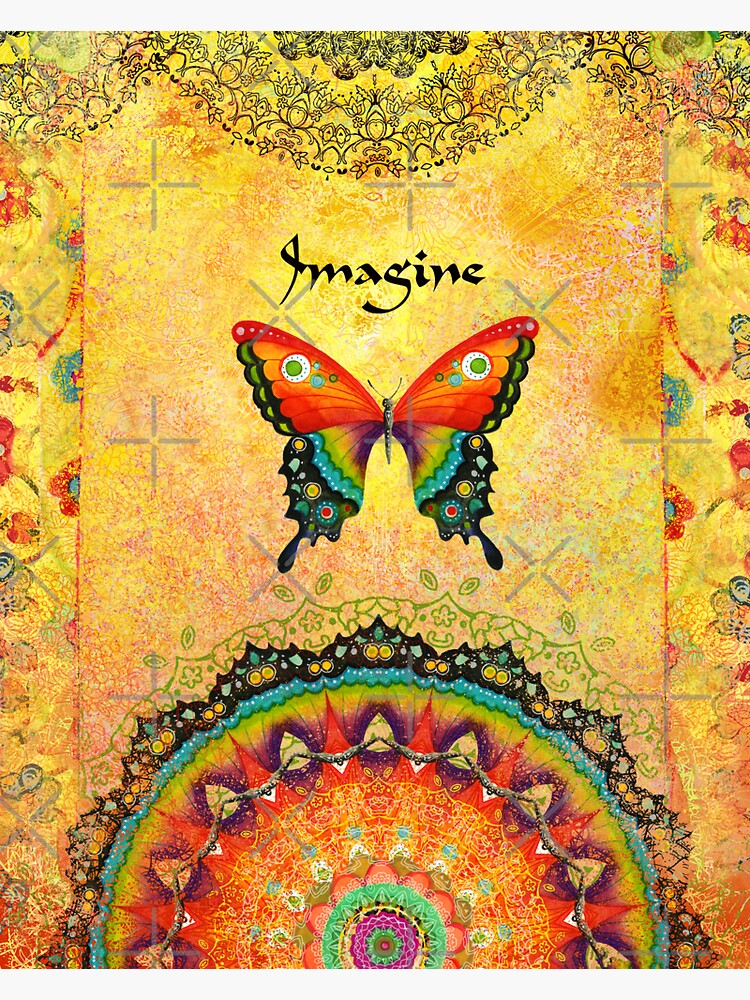 "Butterfly and Mandala Inspirational Imagine " Sticker for Sale by ...