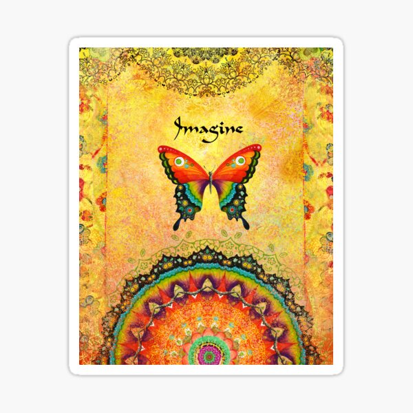 "Butterfly and Mandala Inspirational Imagine " Sticker for Sale by ...