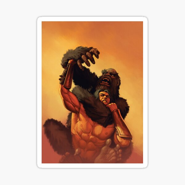 "Barbarian VS Ape Man" Sticker for Sale by DeanSpencerArt | Redbubble