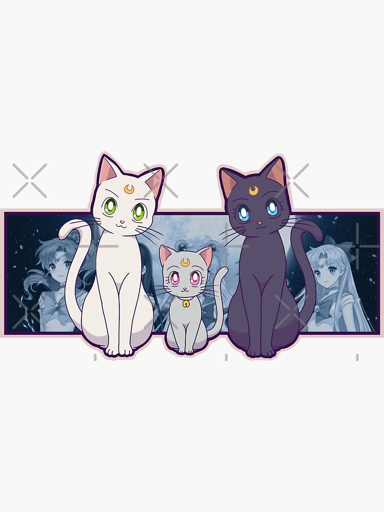 "Sailor Moon Cats" Sticker for Sale by Syzaxa | Redbubble