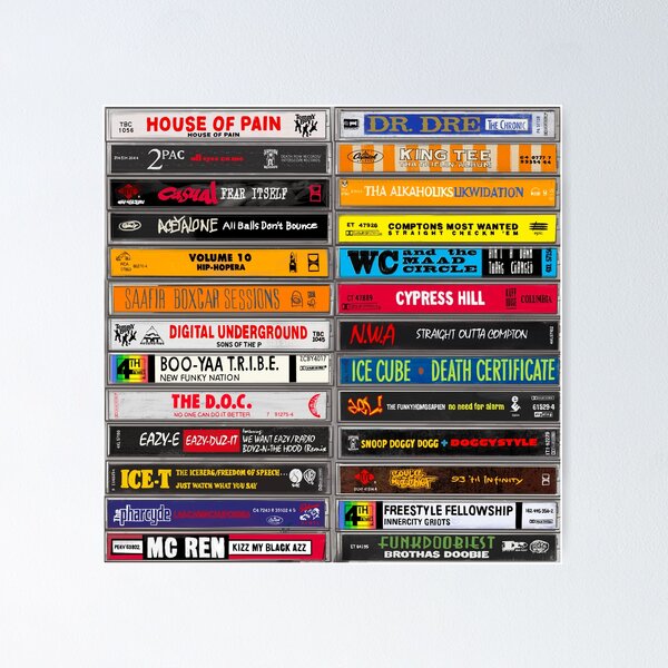 "Classic 90s West Coast Hip-Hop tapes painting - 1323" Poster for Sale ...