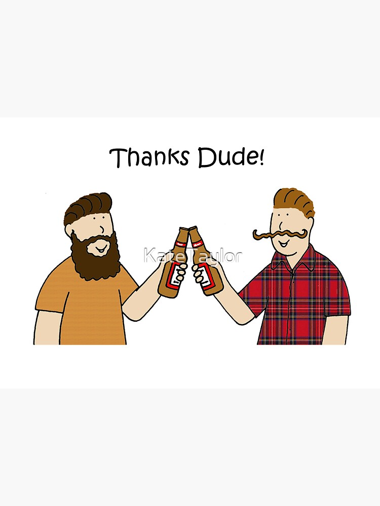 "Thanks Dude Hipster Bromance Cartoon" Sticker for Sale by KateTaylor ...