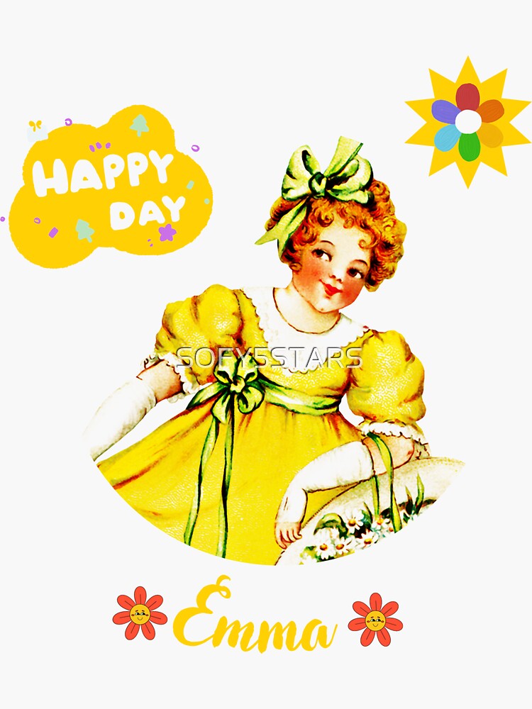 " smile sticker , happy , day , emma name " Sticker for Sale by ...