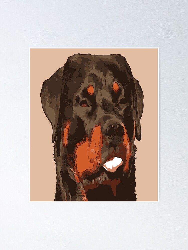 Poster « Rottie ringard de style dessin animé qui tire la langue », par ...