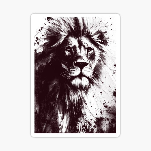 "Ink portrait of a lion." Sticker for Sale by Art-Vibrations | Redbubble