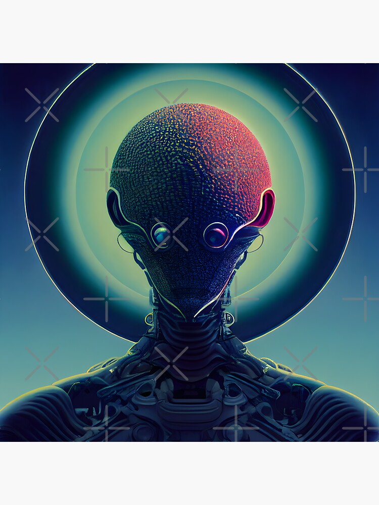"Alien Cyborg No.1" Sticker for Sale by TooplesArt | Redbubble