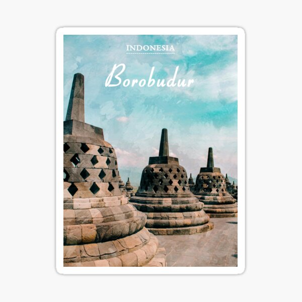 "Borobudur - Java Indonesia Travel" Sticker for Sale by PostersStickers ...