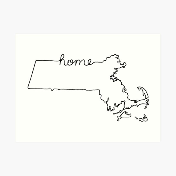 "Massachusetts Home State Outline" Art Print by jamiemaher15 | Redbubble