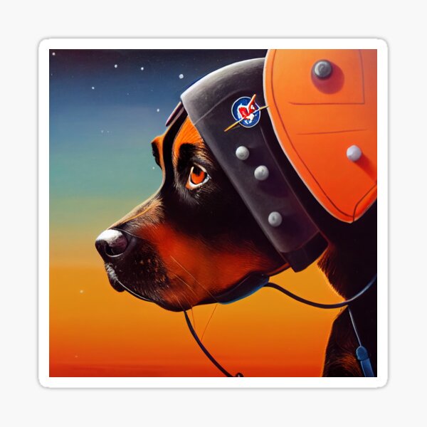"Rottweiler wearing astronaut clothing orange sky" Sticker for Sale by ...
