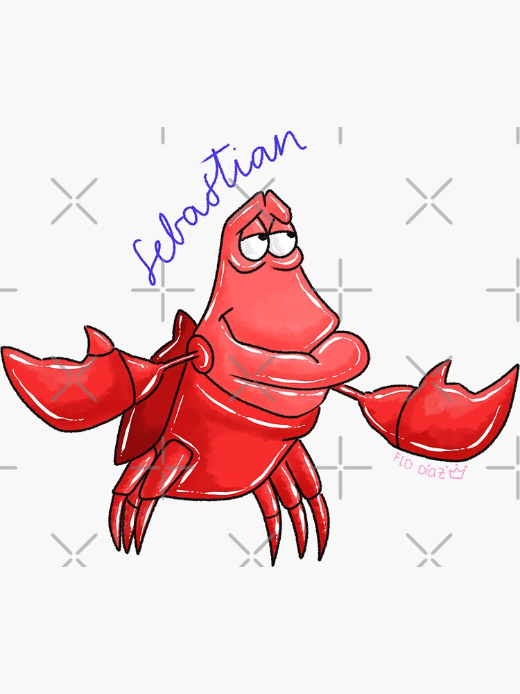 "Crab the little mermaid sebastian" Sticker by Princessdrawss | Redbubble