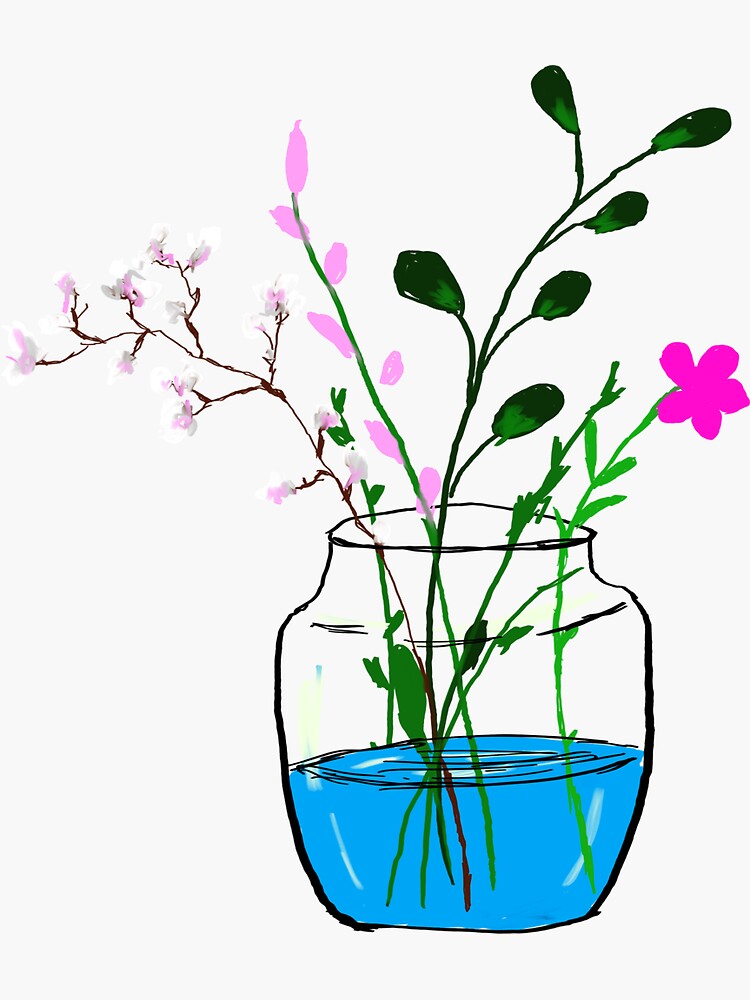 "Flower vase" Sticker for Sale by FairwayArts | Redbubble