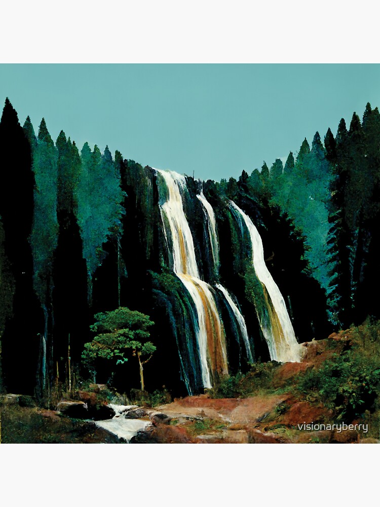 "Waterfall in the Forest Collage" Sticker for Sale by visionaryberry ...