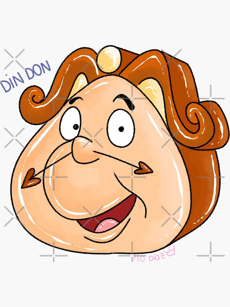 "din don beauty and the beast Clock" Sticker for Sale by Princessdrawss ...