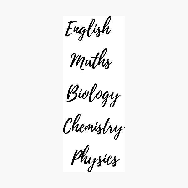 Lámina fotográfica «Etiquetas de materias para estudiantes de ciencias ...