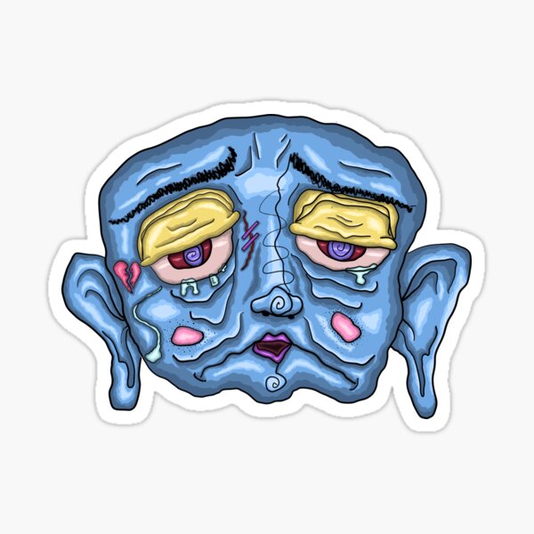 "Sad Face Line Art" Sticker for Sale by StringysStudio | Redbubble