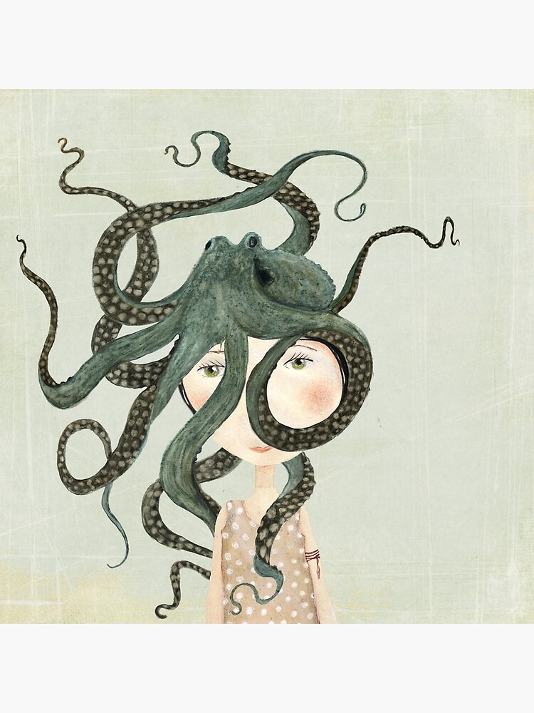 Octopus Girl Painting Octopus Girl Painting Underwater Original Oil