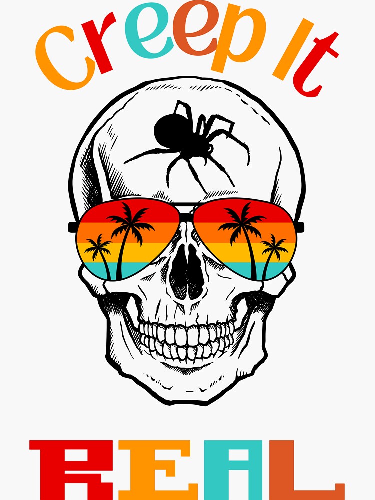 "Creep It Real Skull Aviator Sunglasses Spider" Sticker for Sale by ...
