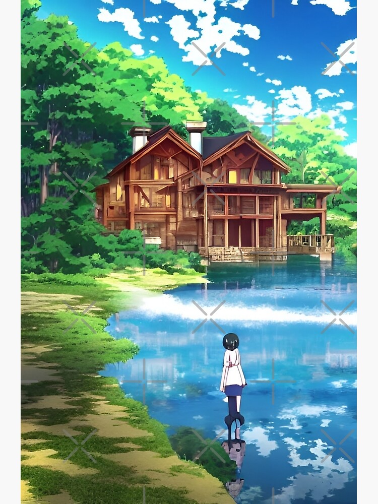 "Anime Lakehouse Beutifull Nature Scene" Poster for Sale by Art-of-AI ...