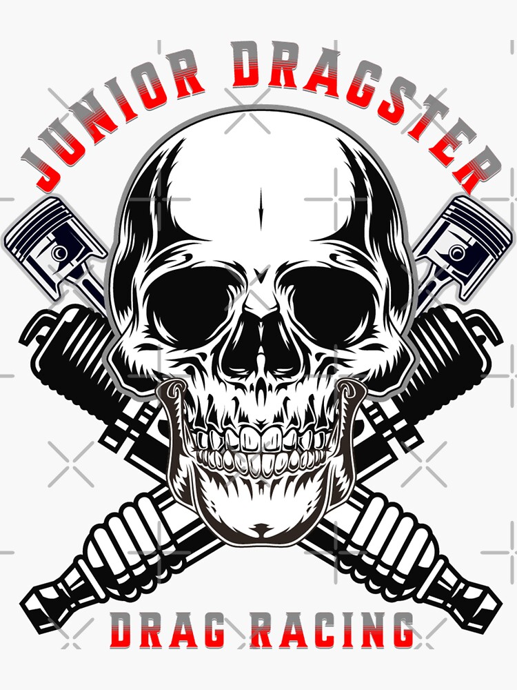 "Junior Dragster Drag Racing Skull Spark Plugs Piston Rods Jr Dragster ...