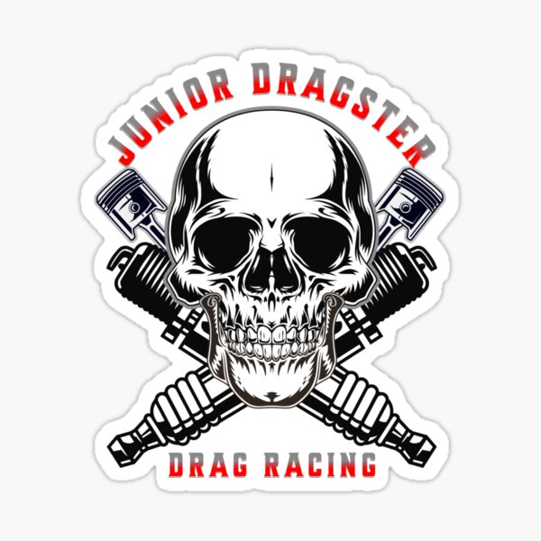 "Junior Dragster Drag Racing Skull Spark Plugs Piston Rods Jr Dragster ...