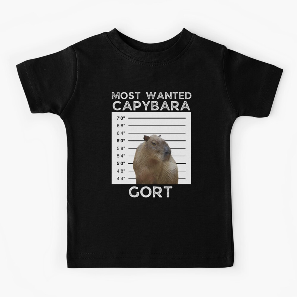 "Gort Wanted Poster Capybara Committing Crimes Capy Mugshot" Kids T ...