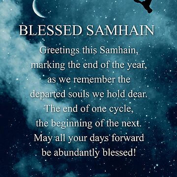"Samhain Blessing Pagan with Raven Moon and Blessings Poem" Greeting ...