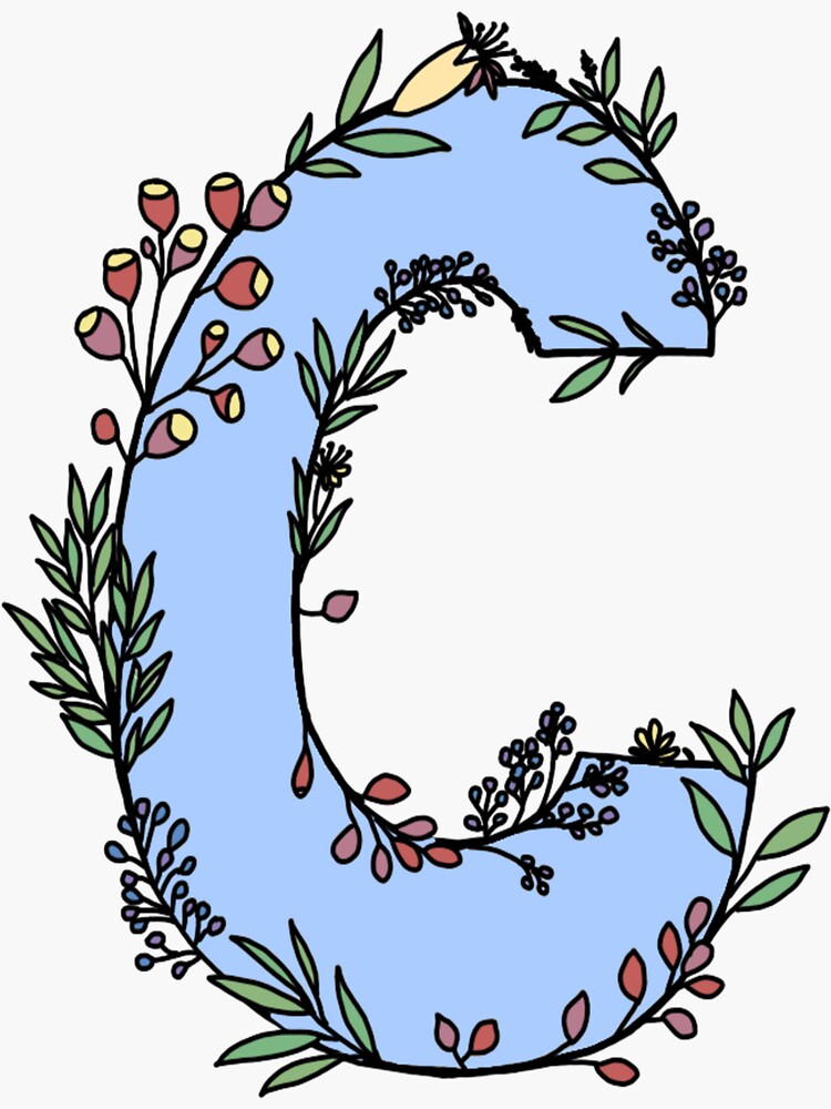 "floral blue "c" letter" Sticker for Sale by andilynnf | Redbubble