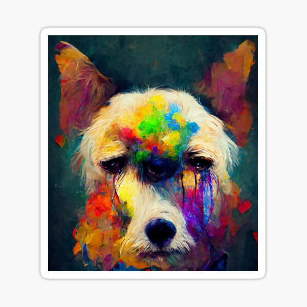 "A Sad Lonely Dog Abstract Art" Sticker for Sale by itsfz1 | Redbubble