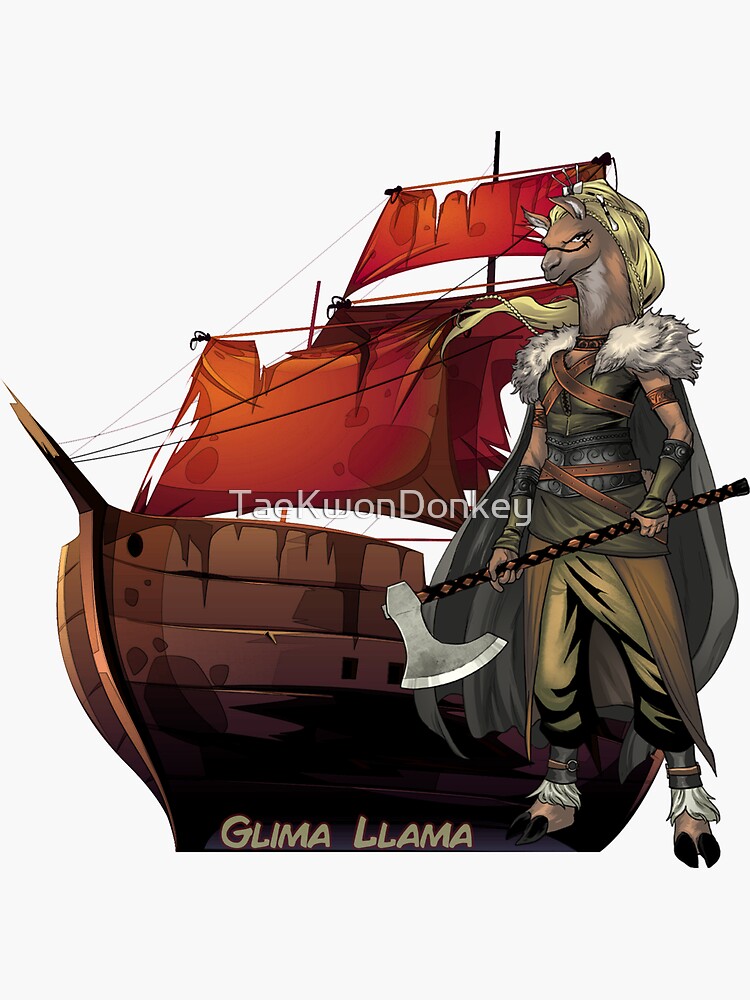 "Glima Llama (Viking Ship)" Sticker for Sale by TaeKwonDonkey | Redbubble