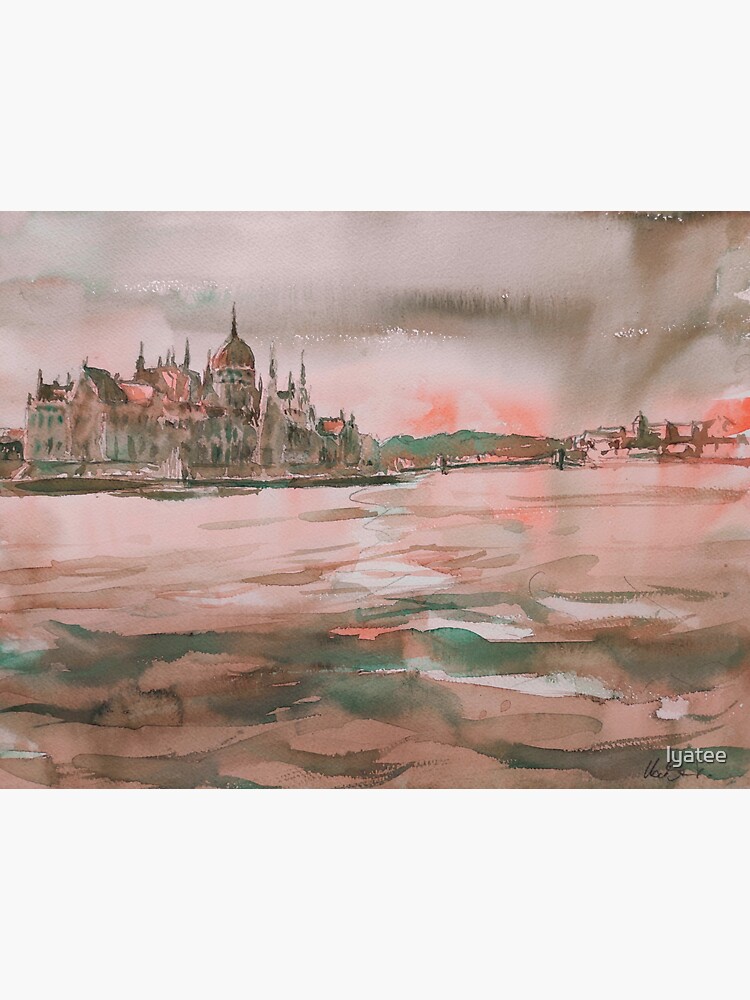 "The Hungarian Parliament building, Budapest architecture, watercolour ...