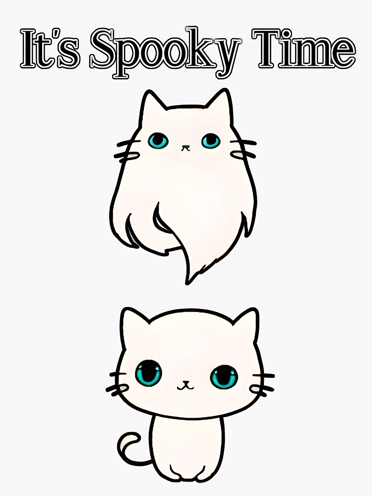 "It's Spooky Time Ghost Cat" Sticker for Sale by Blapu | Redbubble